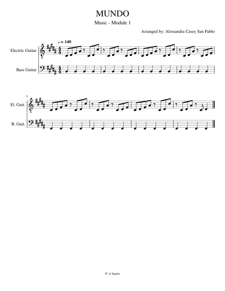 MUNDO Sheet Music for Guitar, Bass guitar (String Duet) | MuseScore.com