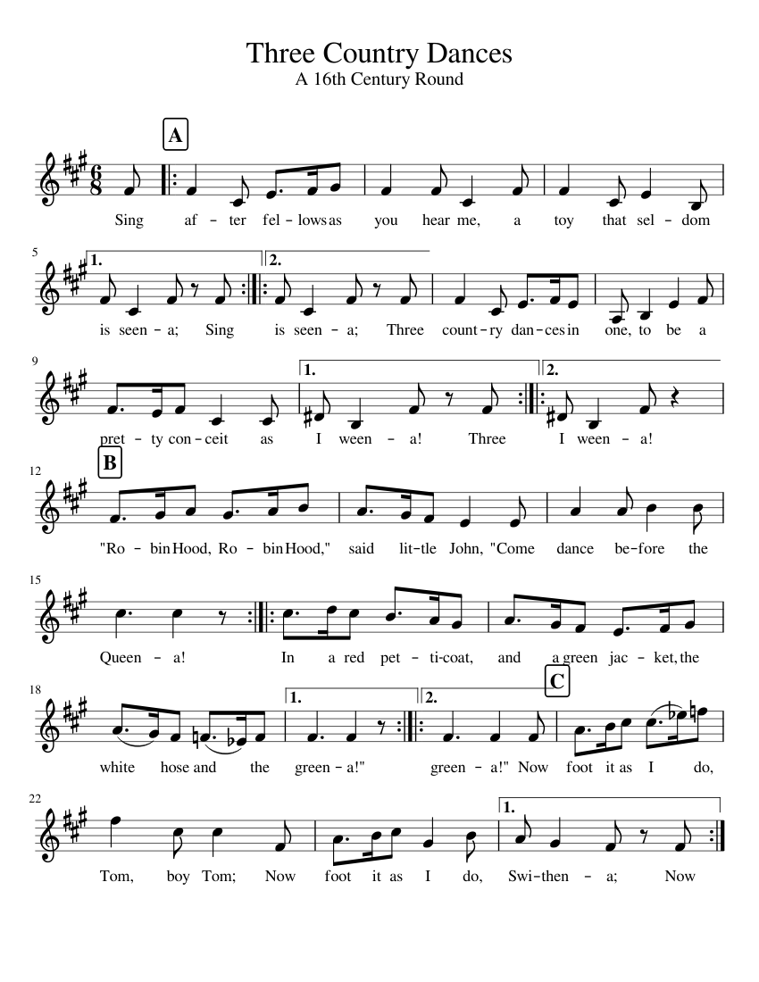 Three Country Dances Sheet music for Vocals (A Capella) | Musescore.com