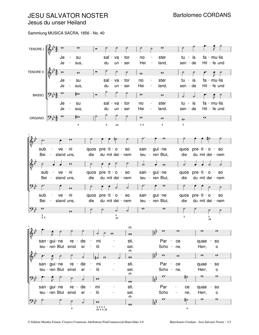Jesu, Salvator noster - Bartolomeo Cordans Sheet music for Soprano ...