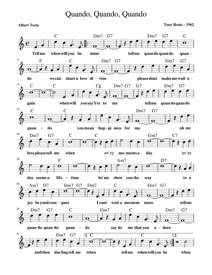 Quando, Quando, Quando (Leadsheet) Sheet music for Piano (Solo ...