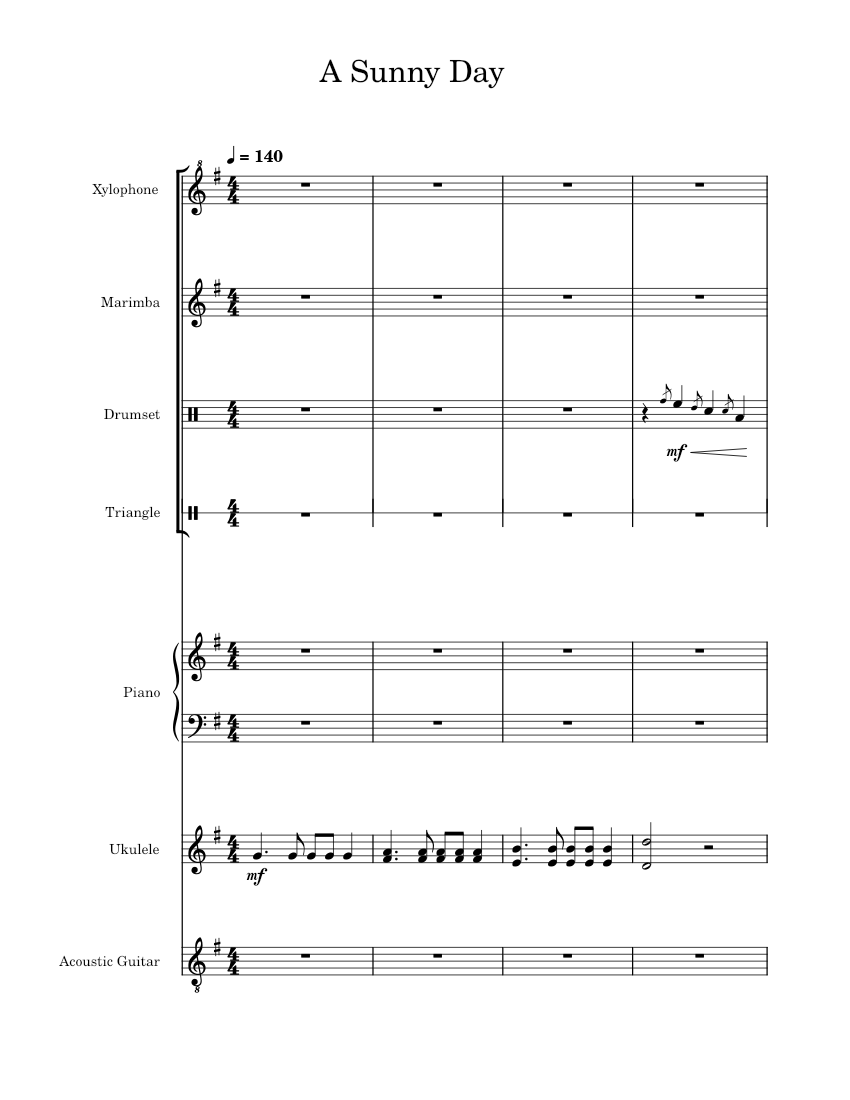 A Sunny Day Sheet music for Piano, Guitar, Drum group, Marimba & more ...