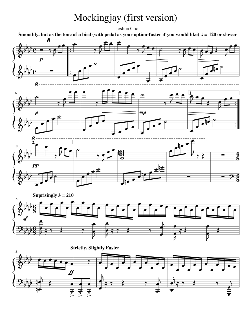 Mockingjay (My Composition) Sheet Music for Piano (Solo) | MuseScore.com