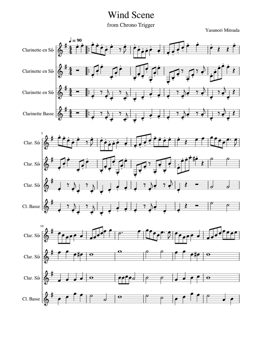 Wind Scene clarinet quatuor Sheet Music for Clarinet in b-flat ...