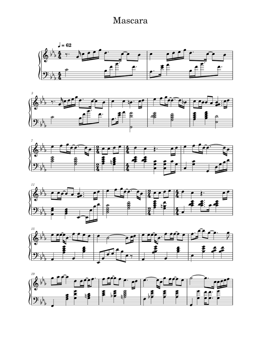 Mascara煙燻妝 – G.E.M. 鄧紫棋 Mascara Sheet music for Piano (Solo ...