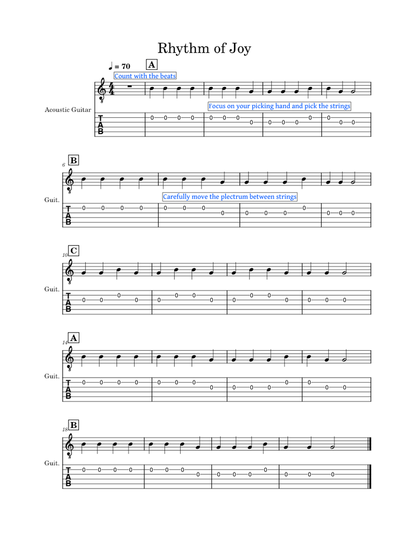 GTR10-M2 Rhythm of joy - piano tutorial