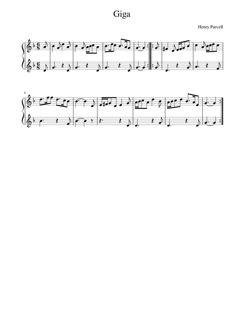 Giga Sheet music for Piano (Solo) | Musescore.com