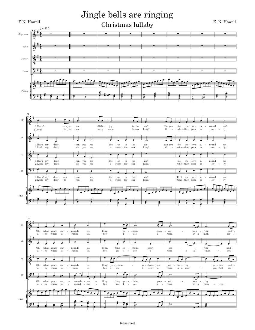 Jingle_bells_are_ringing - E. N. Howell Sheet music for Soprano, Alto ...
