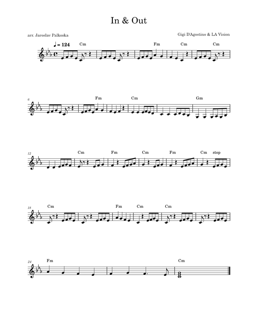 In & Out – Gigi D'Agostino - piano tutorial