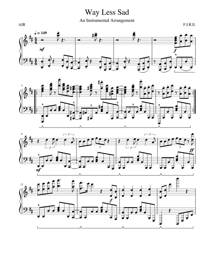 AJR - Way Less Sad Sheet Music for Piano (Solo) | MuseScore.com