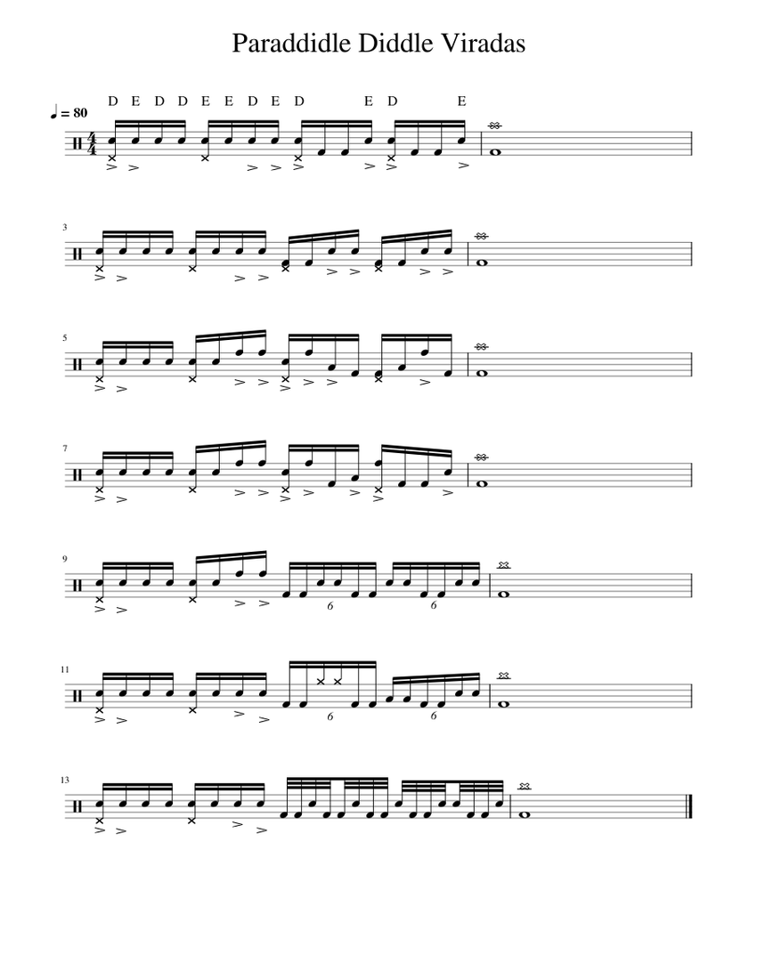 paradiddle-didle-viradas Sheet music for Drum group (Solo) | Musescore.com