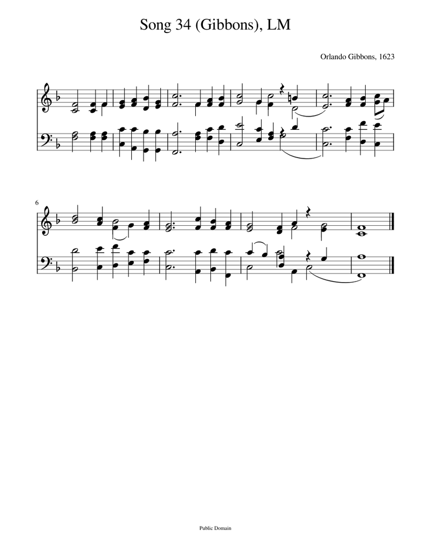 Song 34 - Orlando Gibbons Sheet music for Piano (Piano Duo) | Musescore.com