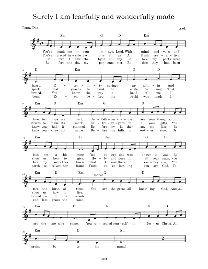 Surely I am fearfully and wonderfully made Sheet music for Piano (Solo ...