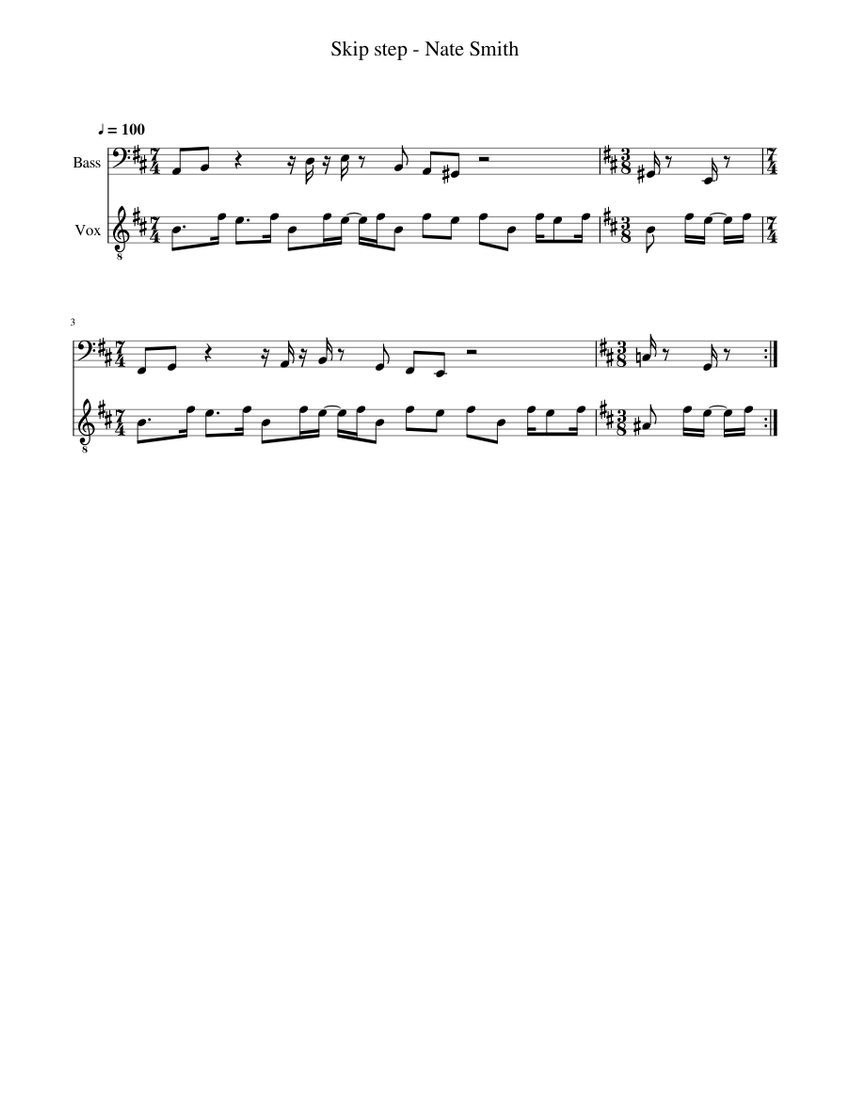 Skip step - Nate Smith Sheet music for Tenor, Bass guitar (Mixed Duet ...