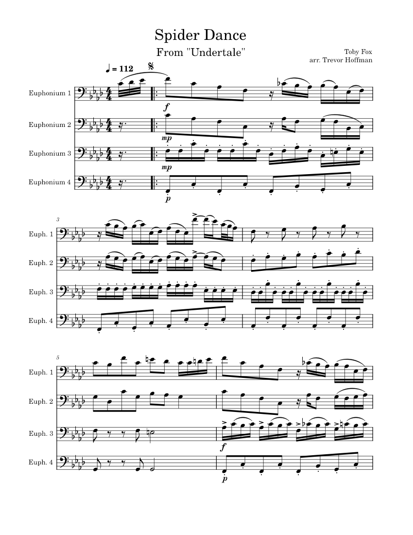 Spider Dance – Toby Fox Spider Dance for Euphonium Quartet – Toby Fox ...