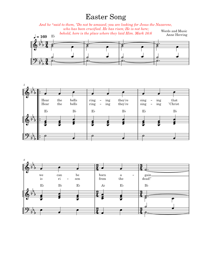 Easter Song Sheet Music with Chords for Piano (Mixed Trio) | MuseScore.com