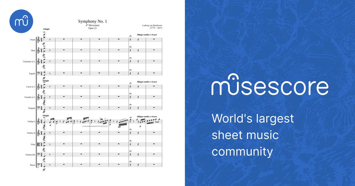 Symphony No. 1, 4th Movement Sheet Music for Flute, Oboe, Bassoon, Timpani & more instruments ...
