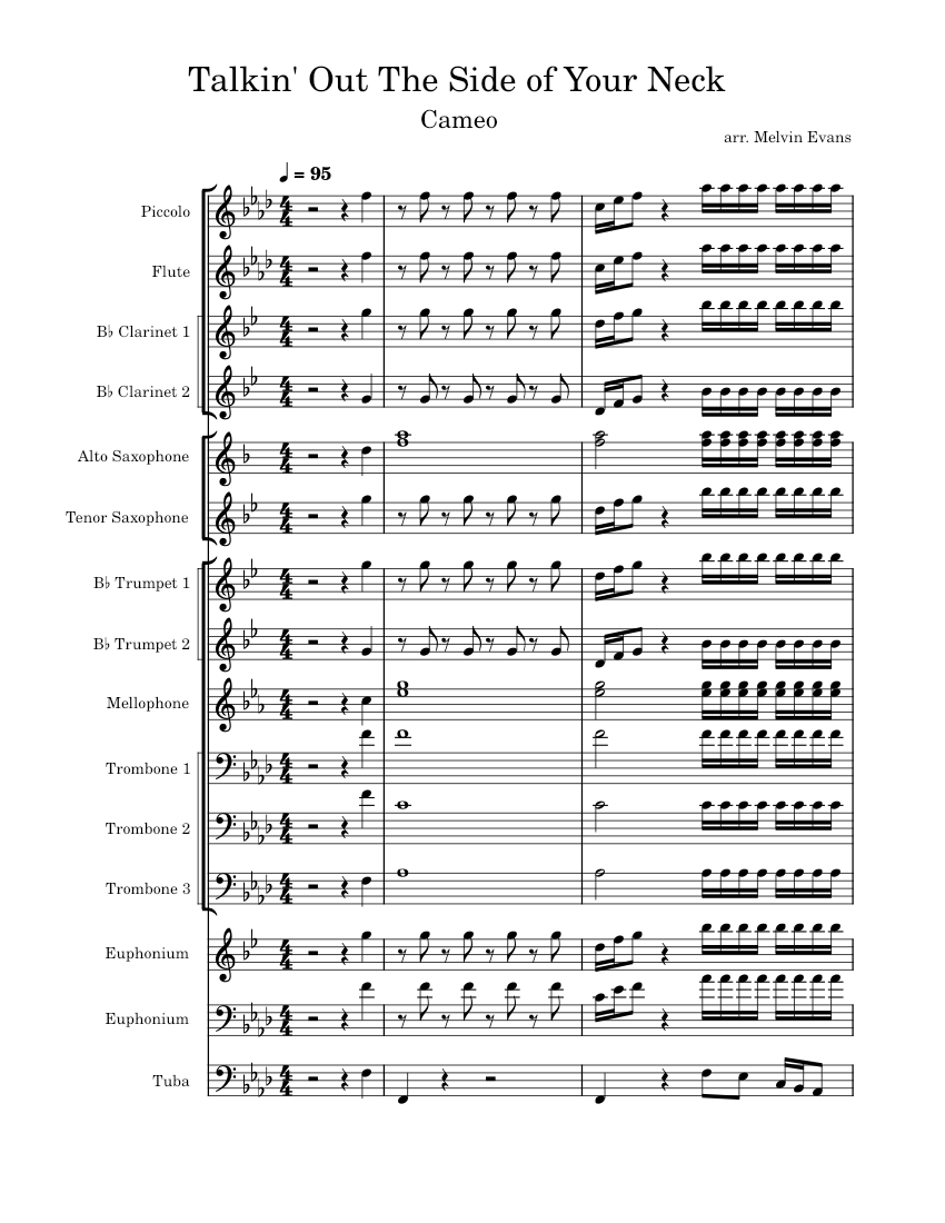 Talkin' Out The Side of Your Neck Sheet Music for Trombone, Euphonium ...