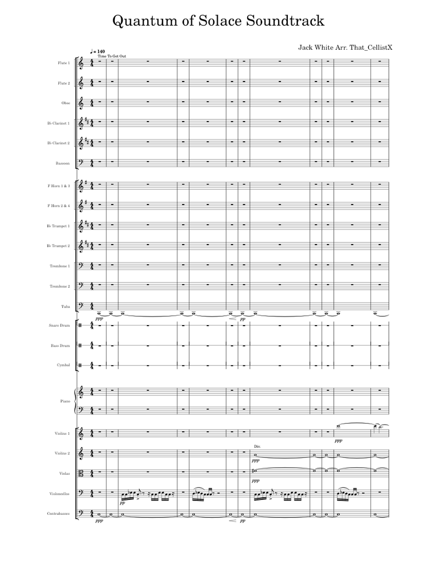 Quantum of Solace Soundtrack Sheet Music for Piano, Trombone, Tuba ...