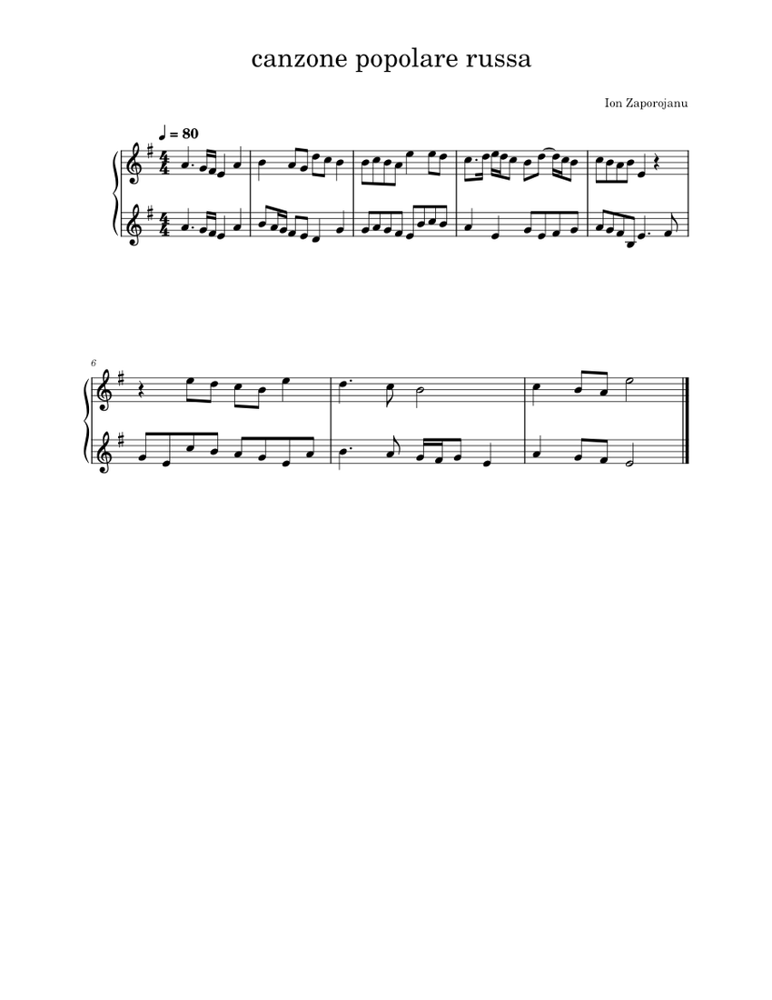 canzone popolare russa Sheet music for Piano (Solo) Easy | Musescore.com