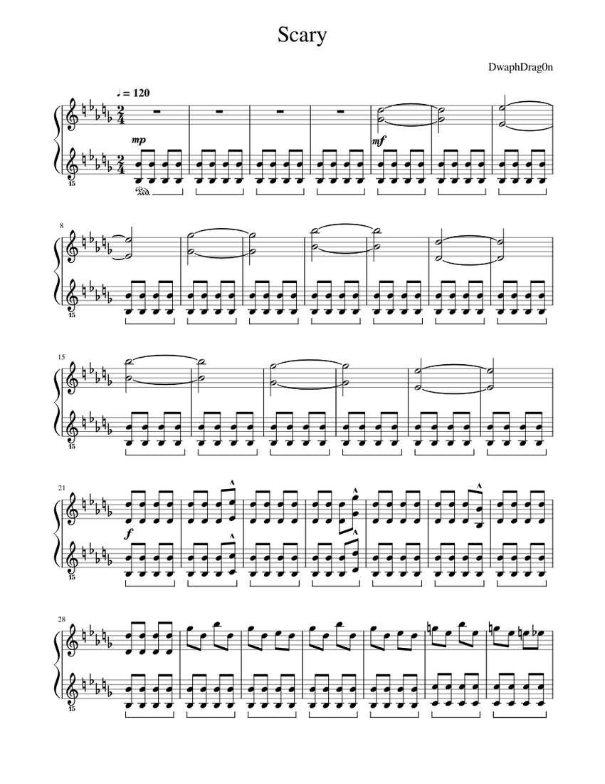 Scary Sheet Music for Piano (Solo) Easy | MuseScore.com