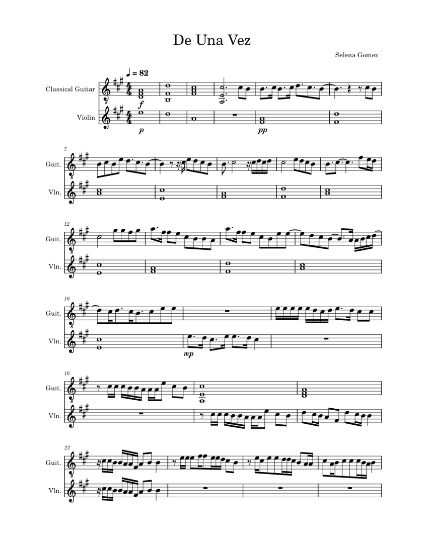 De una vez – Selena Gomez De Una Vez – Selena Gomez Sheet Music for ...