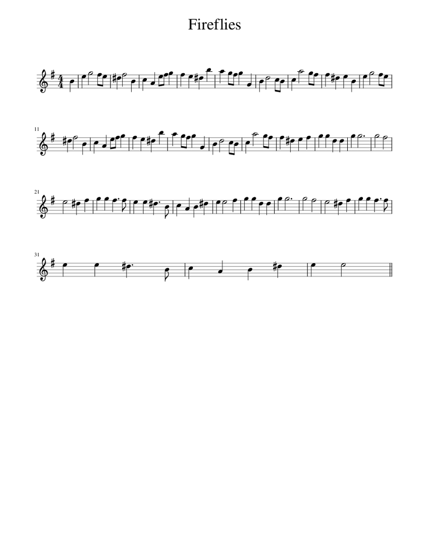 Fireflies Sheet music for Piano (Solo) Easy | Musescore.com