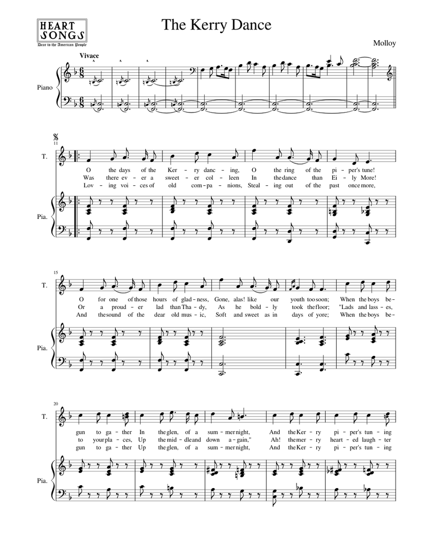 The Kerry Dance Sheet music for Piano, Tenor (Piano-Voice) | Musescore.com