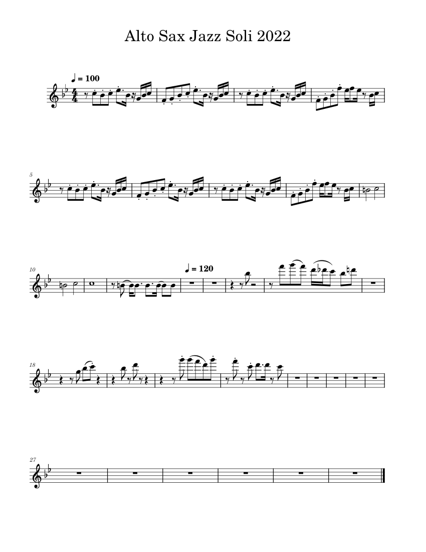 Alto Sax Jazz Soli 2022 Sheet music for Saxophone alto (Solo ...