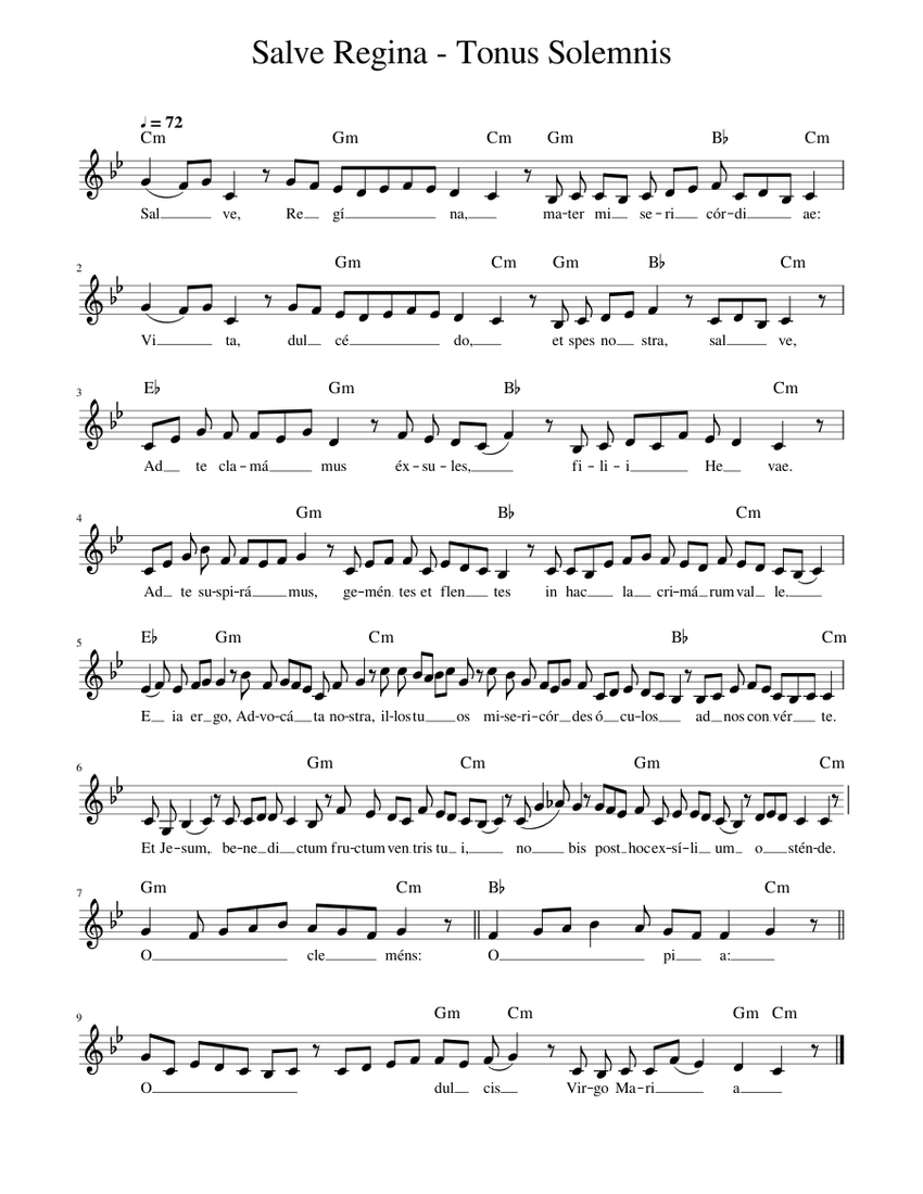 Salve Regina - Tonus Solemnis Sheet Music with Chords for Piano (Solo) easy | MuseScore.com
