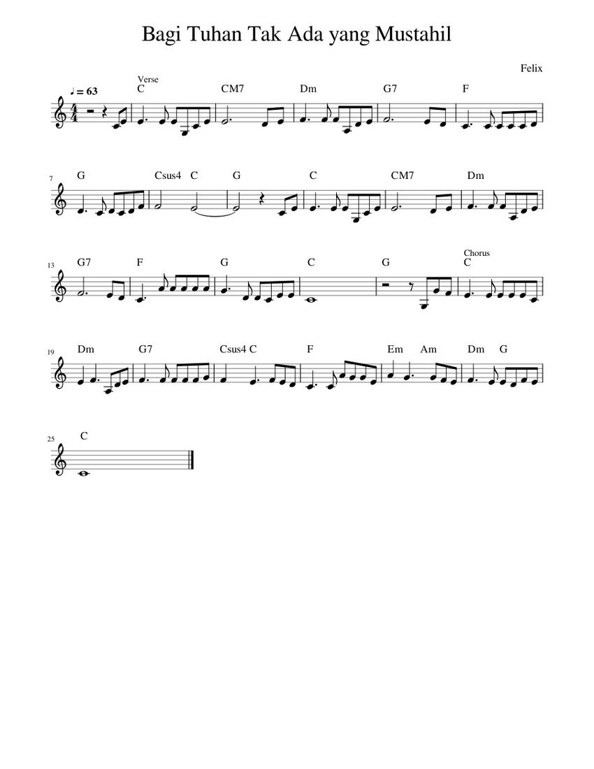 Bagi Tuhan Tak Ada yang Mustahil - Sari Simorangkir Sheet Music for ...