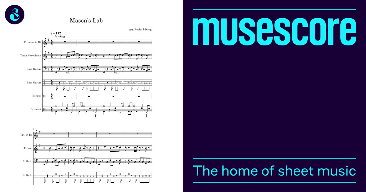 Mason's Lab Sheet Music and Tab for Saxophone tenor, Bass guitar, Drum ...