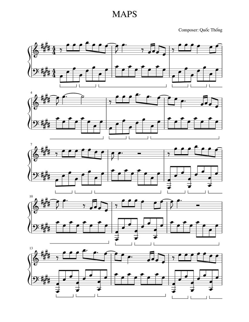 maps Sheet Music for Piano (Solo) | MuseScore.com