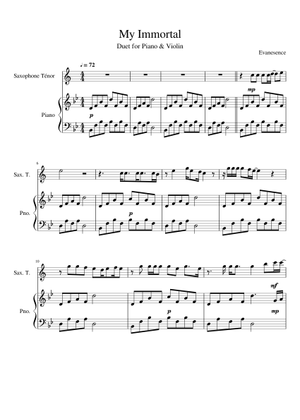 Download And Print My Immortal Piano Sheet Music 100 Evanescence Sheet
