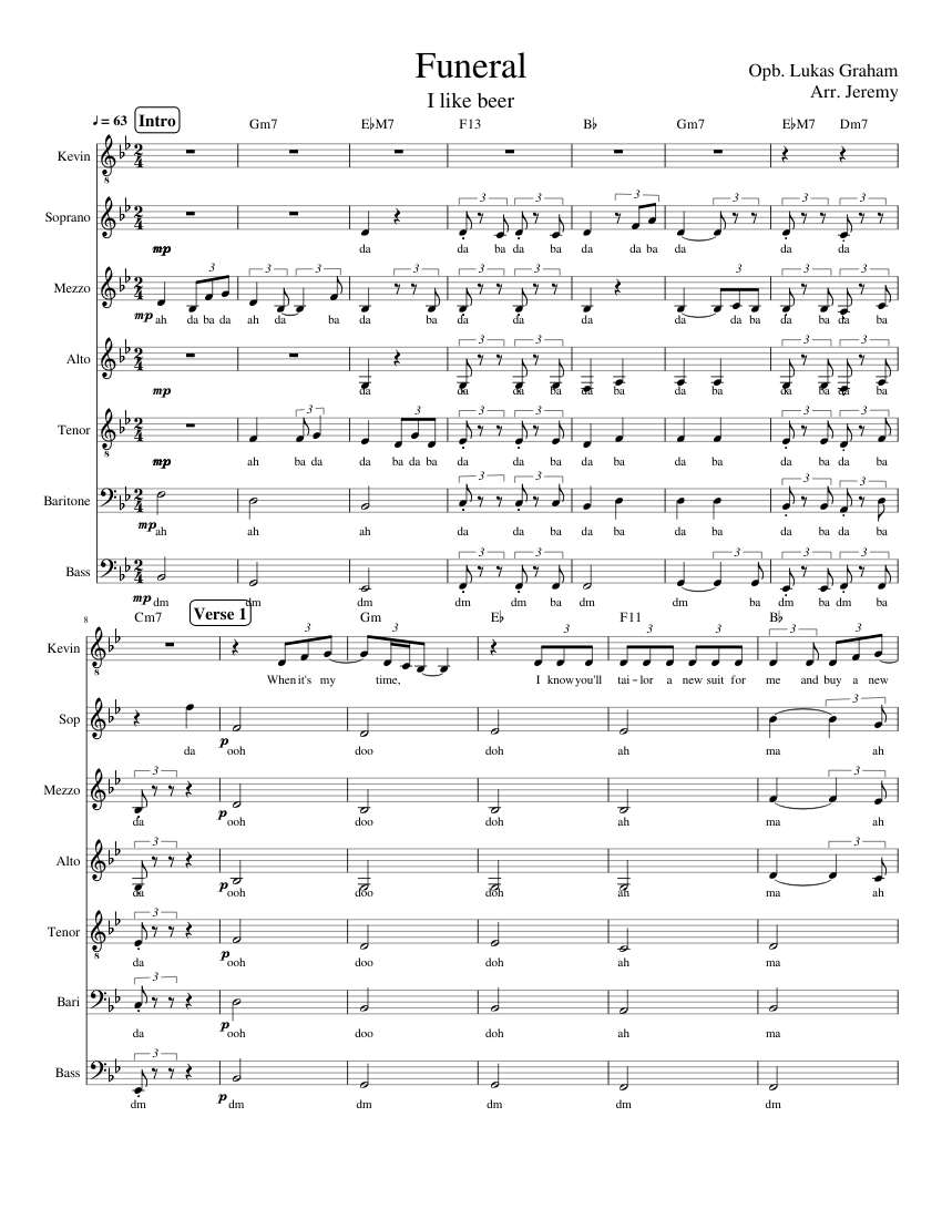 Funeral Sheet music for Soprano, Alto, Tenor, Bass voice & more ...