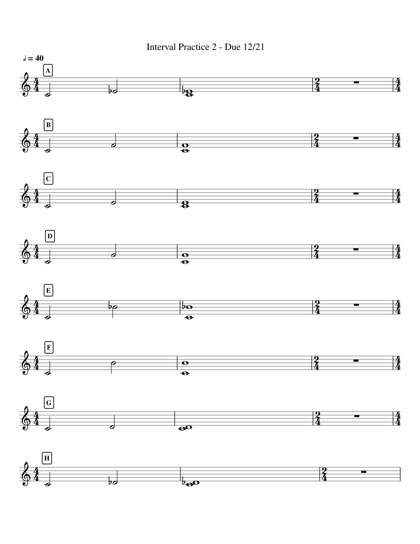 Intervals practice 2 Sheet Music for Piano (Solo) easy | MuseScore.com