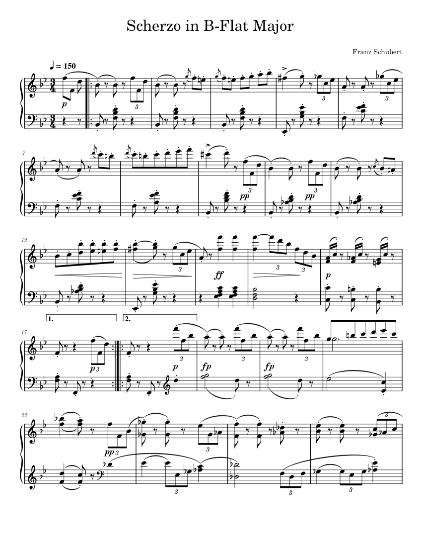 Scherzo in B-Flat Major Sheet Music for Piano (Solo) | MuseScore.com