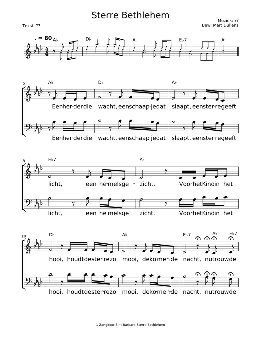 Sterre Bethlehem_koorpartituur Sheet music for Soprano, Alto (Choral ...