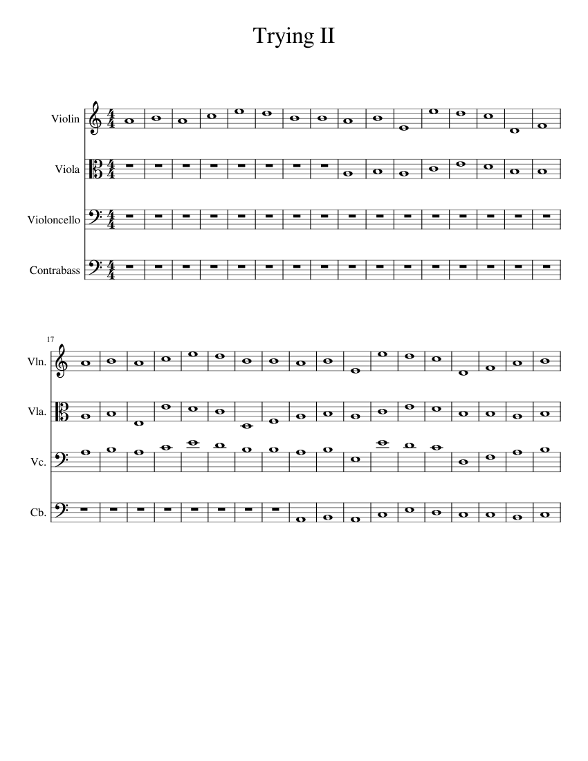String Quarteto Sheet Music For Contrabass Violin Viola Cello Mixed 1364