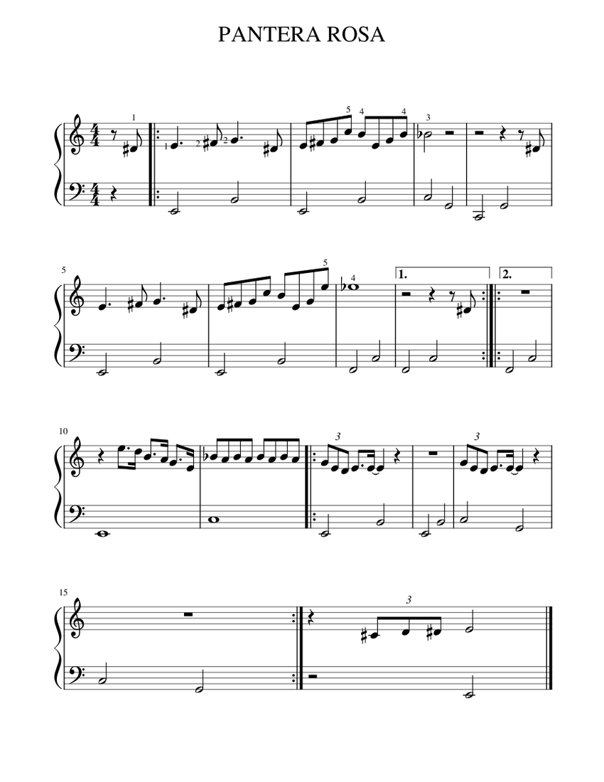 Pantera rosa PANTERA ROSA nivel medio Sheet music for Piano (Solo ...