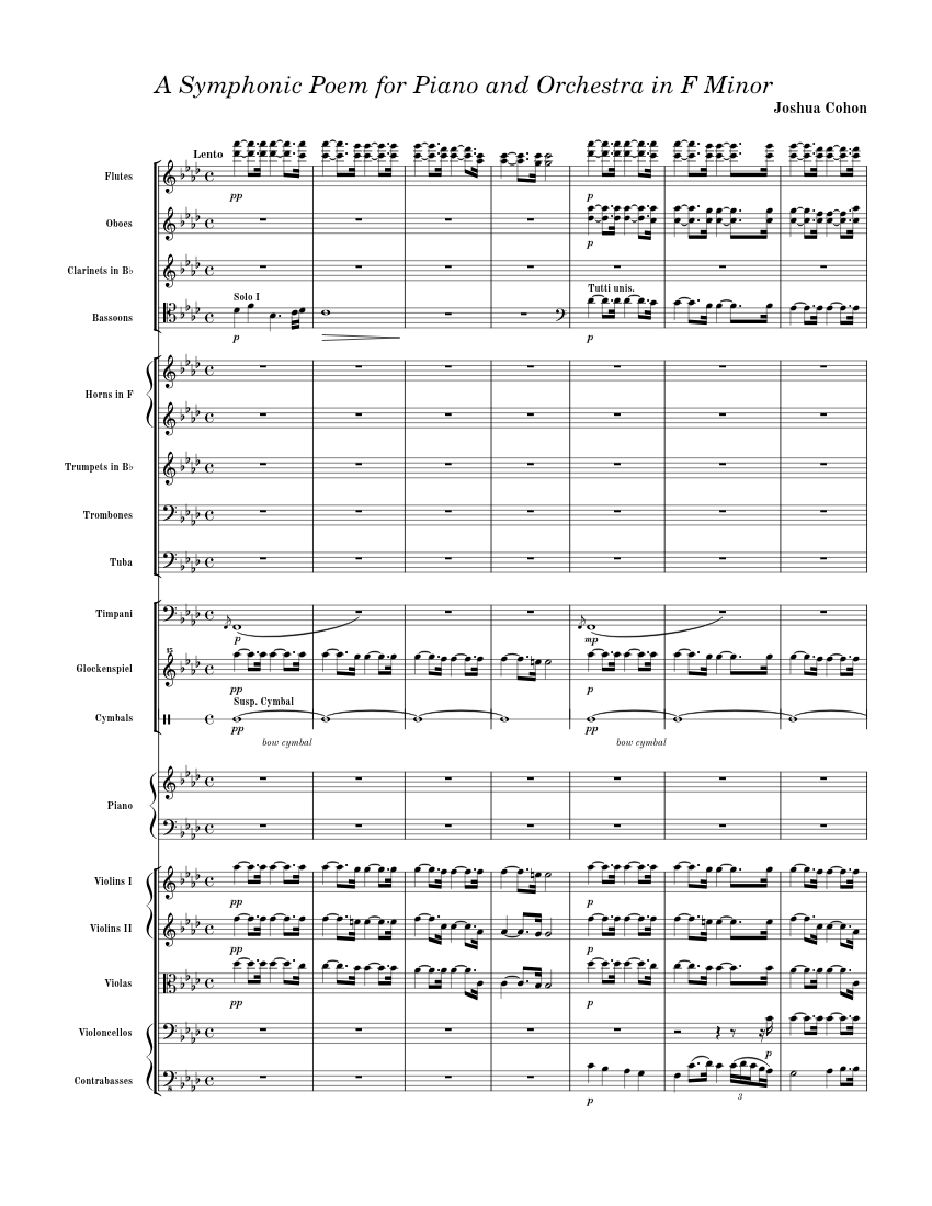 Symphonic Poem for Piano and Orchestra in F Minor Sheet Music for Piano ...