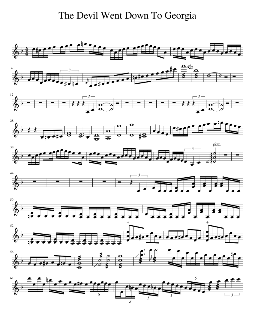 The Devil Went Down To Georgia Sheet Music with Chords for Violin (Solo ...