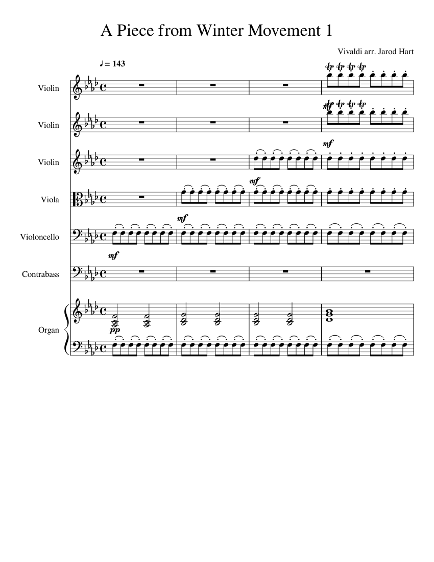 A Piece from Winter Movement 1 Sheet music for Organ, Contrabass ...