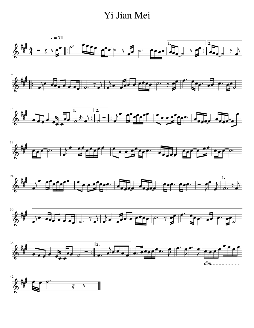 Yi Jian Mei Sheet music for Violin (Solo) | Musescore.com