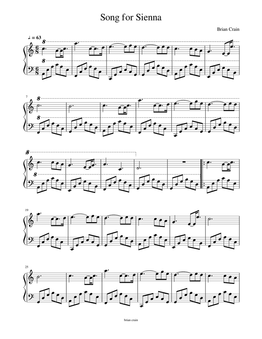 Song for Sienna Sheet music for Piano (Solo) | Musescore.com