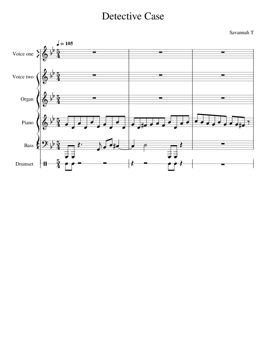 detectivecase Sheet music for Piano, Drum group (Mixed Ensemble ...