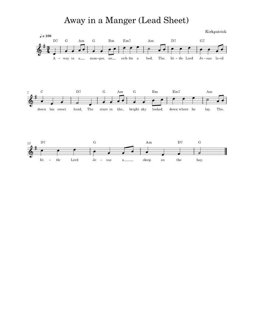 Away in a manger – Misc Christmas Away_in_a_Manger_(Lead_Sheet) - piano ...