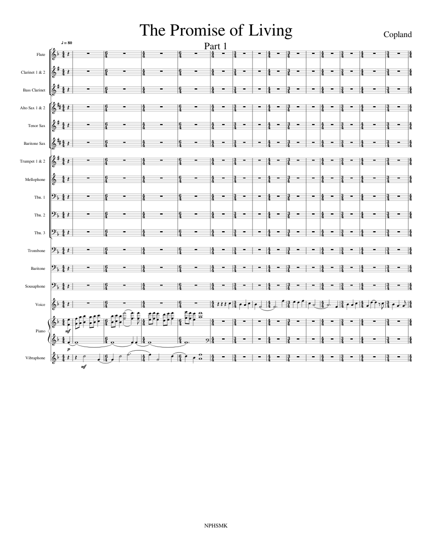 The Promise of Living Sheet Music for Piano, Trombone, Tuba, Vocals ...