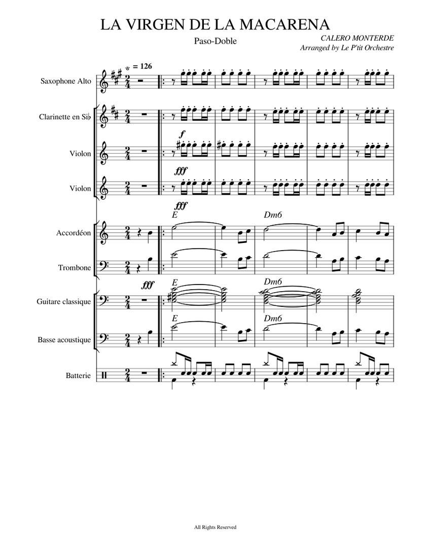 LA VIRGEN DE LA MACARENA POSC Sheet Music with Chords for Trombone ...
