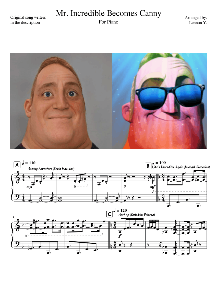 Mr. Incredible Becomes Canny Sheet Music for Piano (Solo) | MuseScore.com