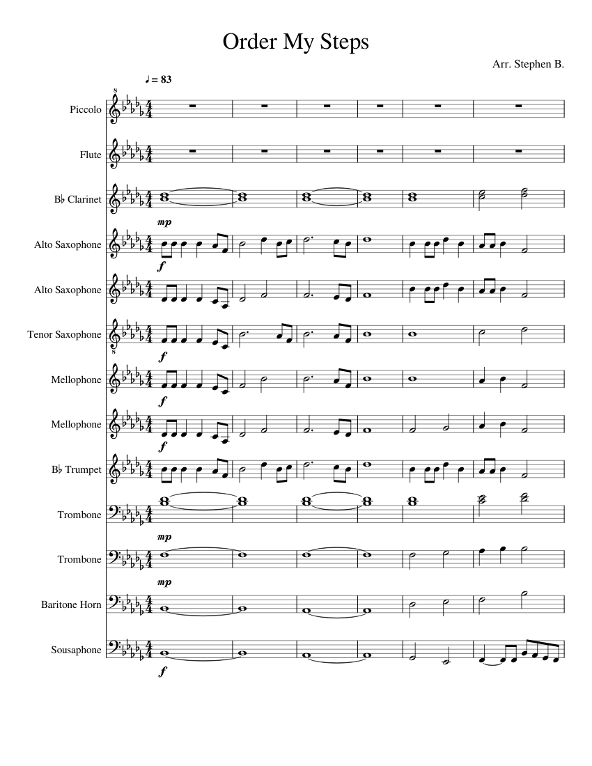 Order My Steps Sheet Music for Trombone, Mellophone, Flute piccolo ...